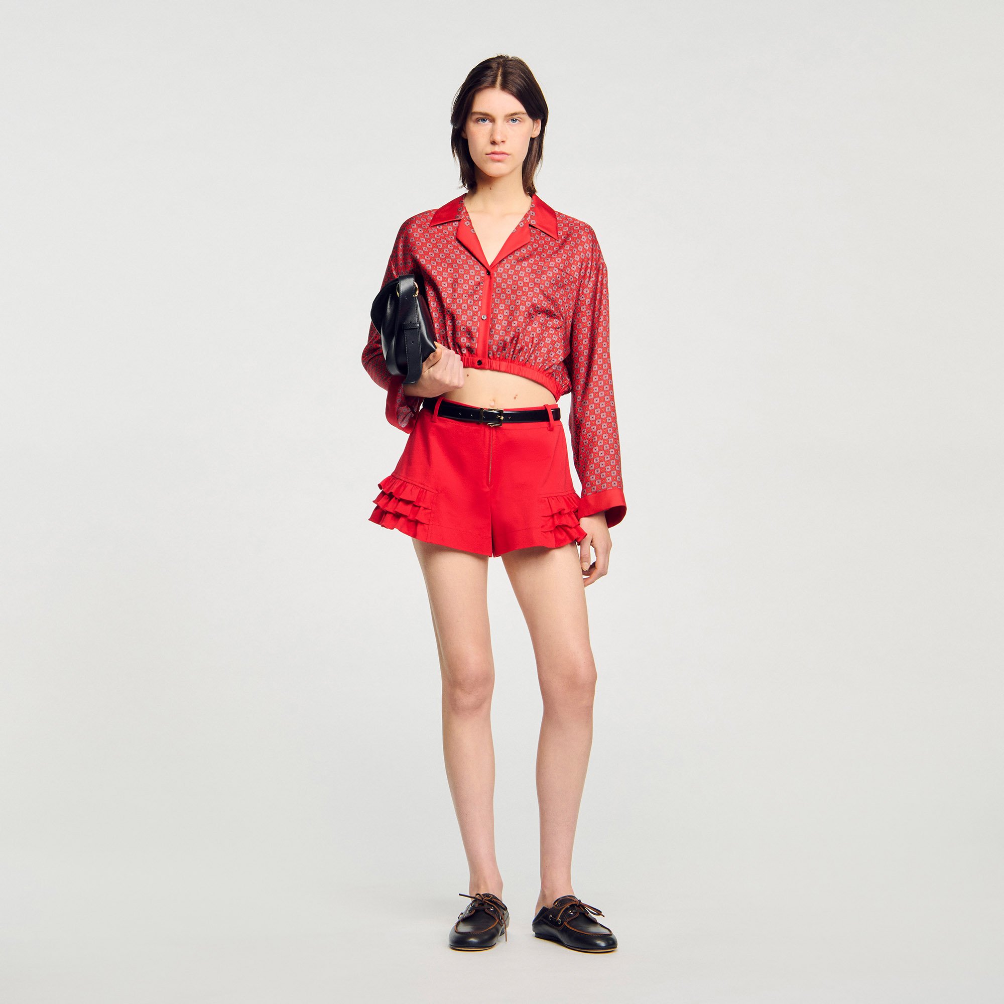 Scarf print shirt red For Women | Sandro Paris